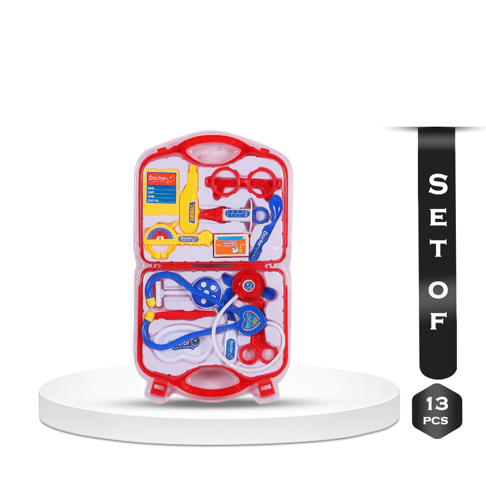 Set of 13 Pcs Doctor Equipment Toy For Kids - Red - 120730255