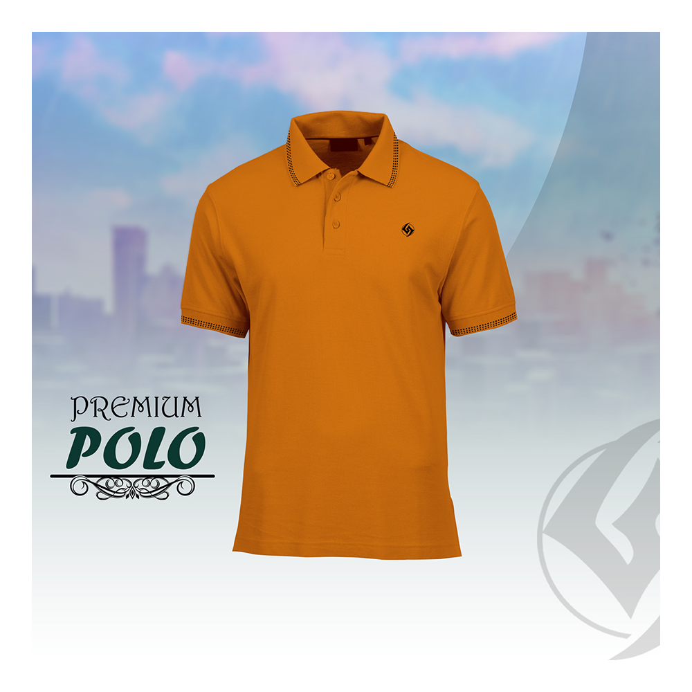 Cotton Half Sleeve Polo T Shirt For Men Orange Pt05