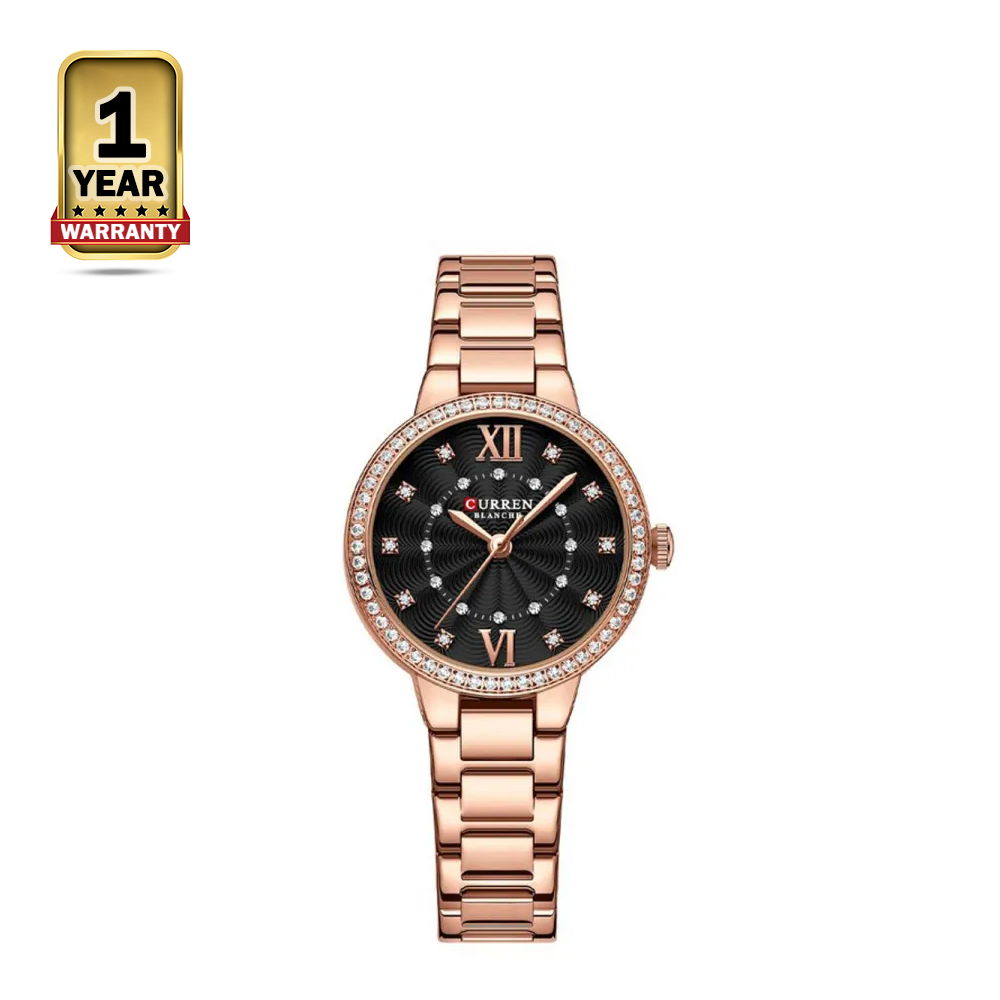 Curren 9085 Stainless Steel Analog Quartz Watch for Women - Black and ...