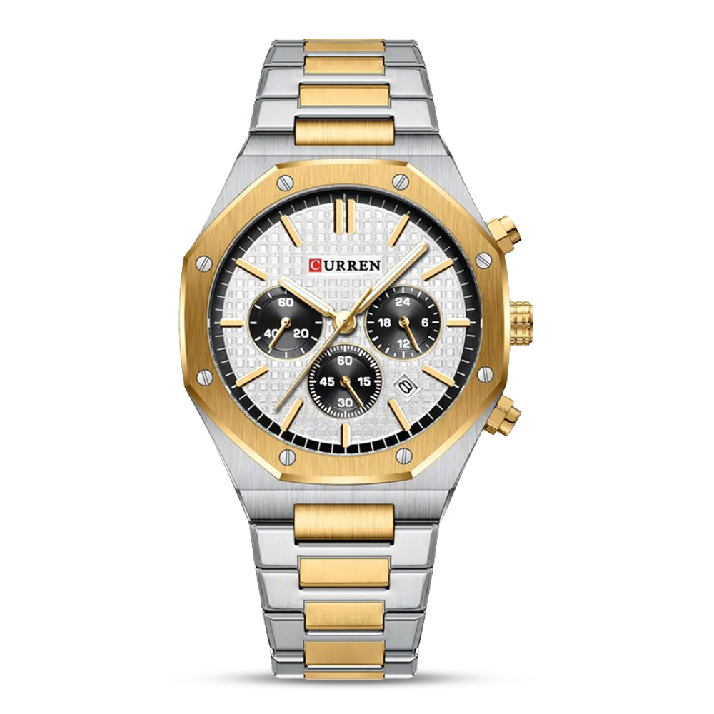 Curren 8440 Stainless Steel Wrist Watch For Men Silver And Golden