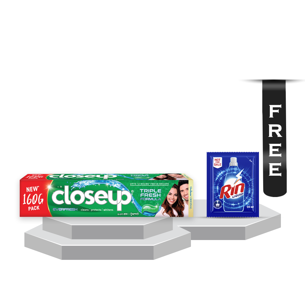 Closeup Menthol Fresh Toothpaste - 160gm With Rin Liquid - 35ml Free ...