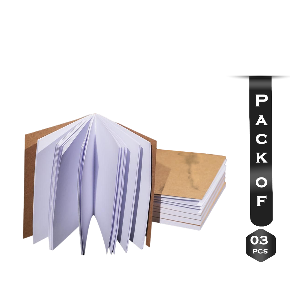 Pack of 3 Pcs Pieces Vintage Pocket Size Writing Notebook - 96 Pages
