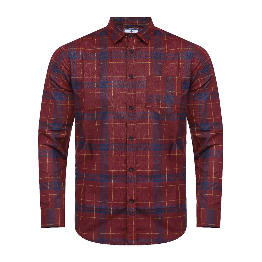 Cotton Full Sleeve Casual Check Shirt For Men - Maroon - OP266