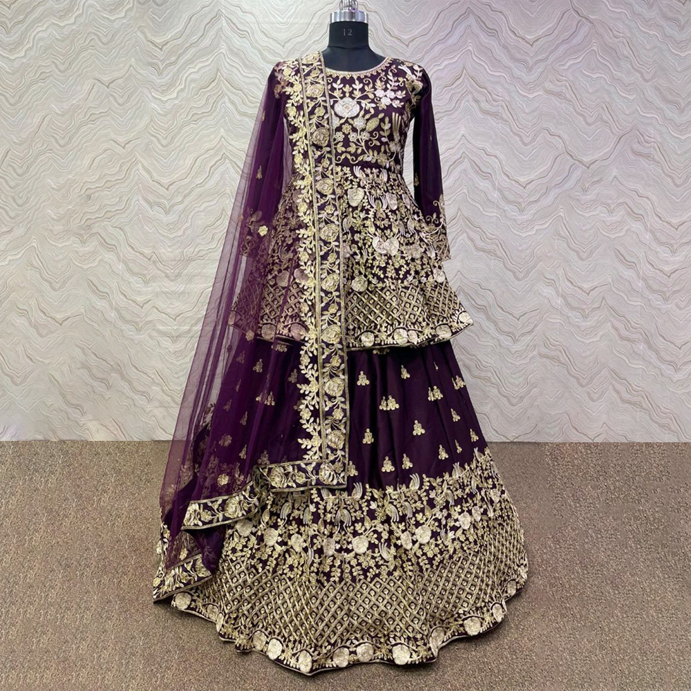 Georgette Embroidery Party Dress - Maroon