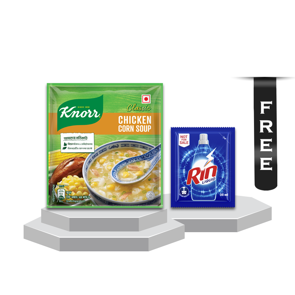Buy Knorr Chicken Corn Soup - 24gm With Rin Liquid - 35ml Free