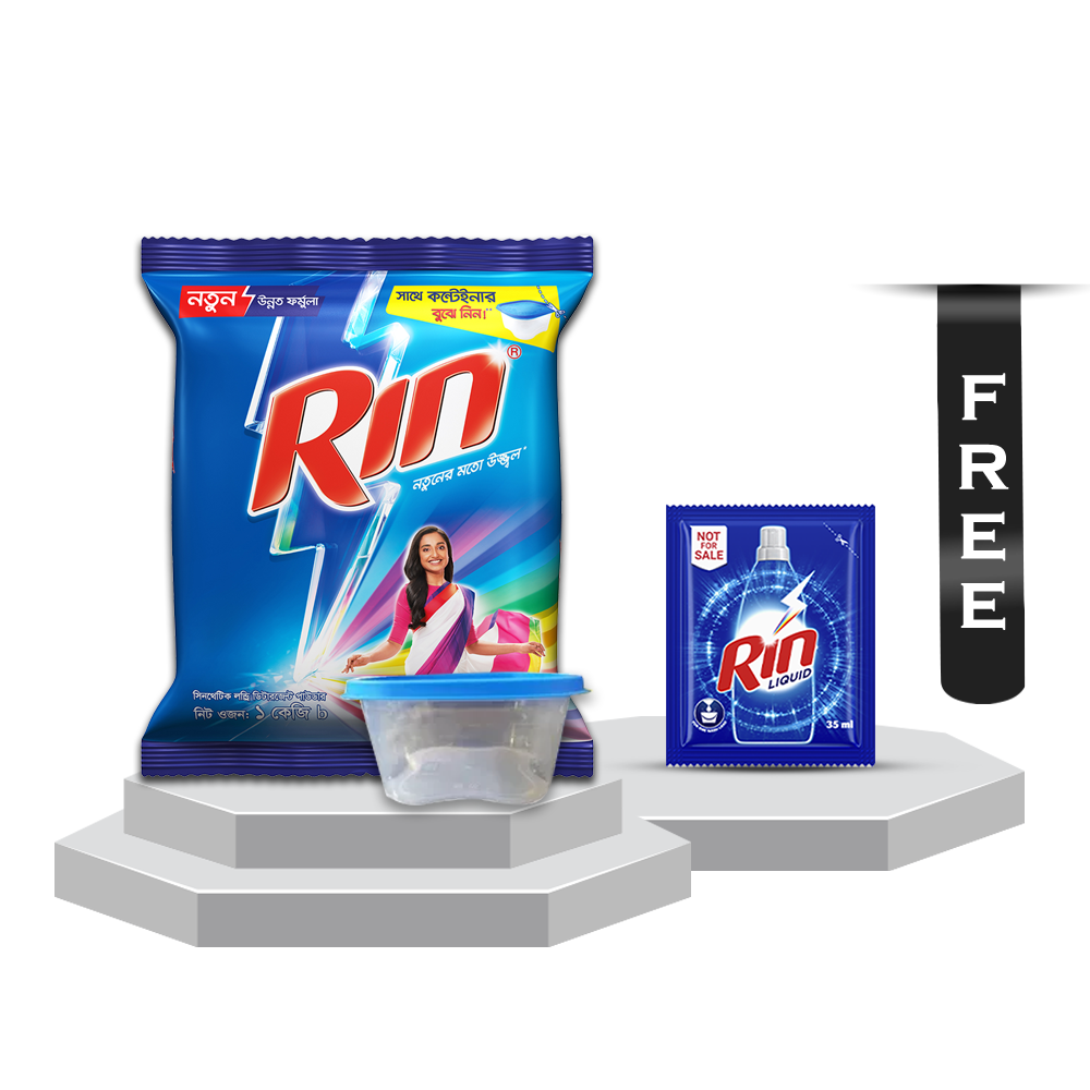 Rin Washing Powder Power Bright - 1 Kg With Container and Rin Liquid ...