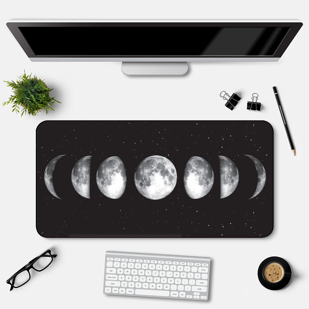 Celestial Moon Phases Extended Gaming Mouse Pad - Black