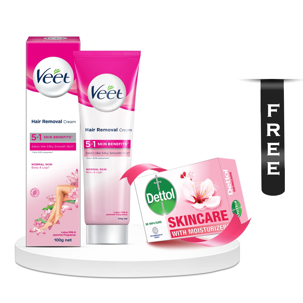 Veet Hair Removal Cream for Normal Skin - 100gm With Dettol Skincare ...
