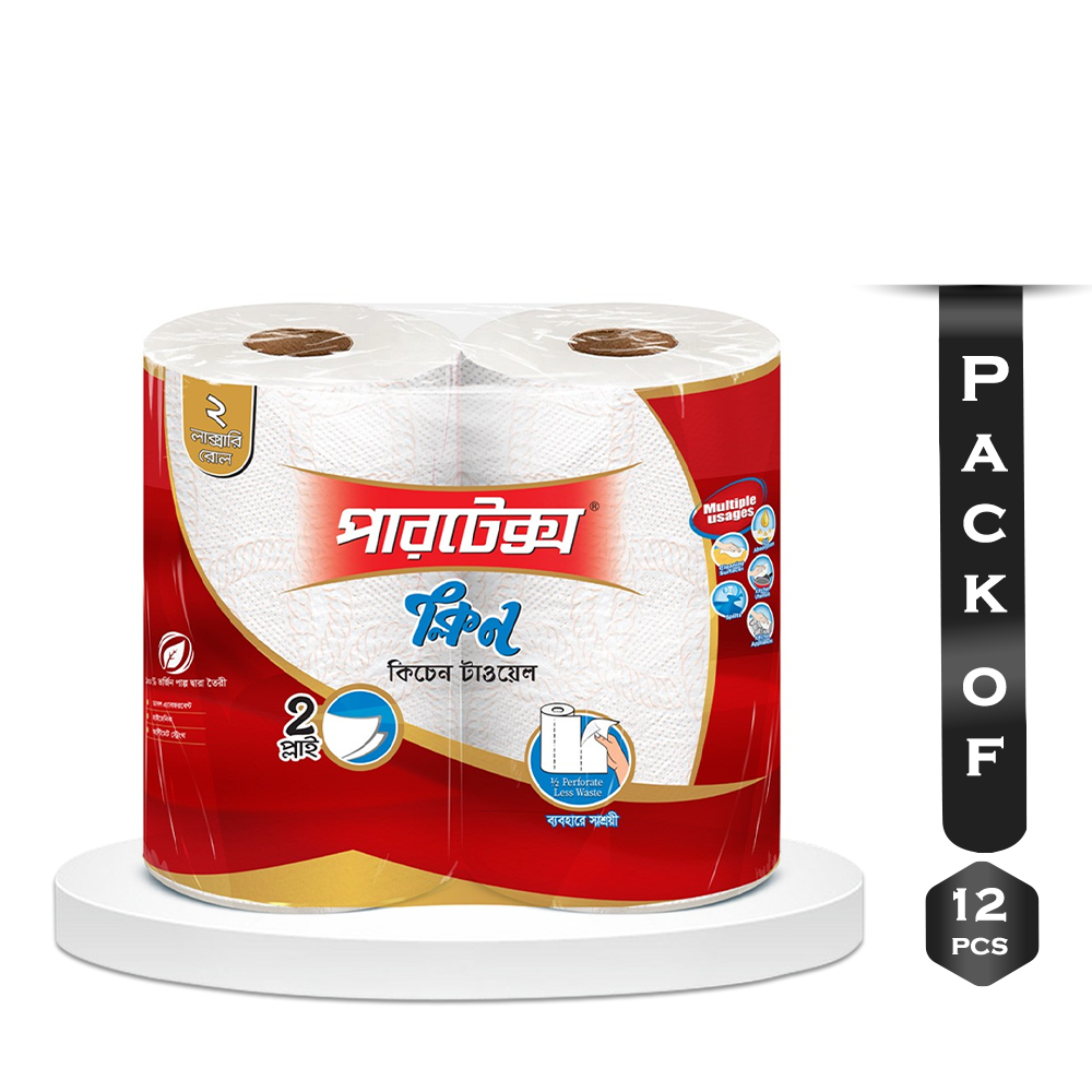 Pack of 12pcs Partex Cleen Kitchen Towel Twin Pack - White