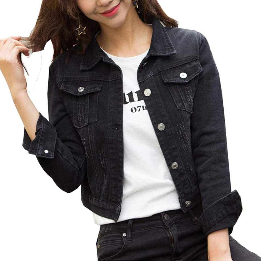 Denim Winter Jacket For Women Black Jl 25