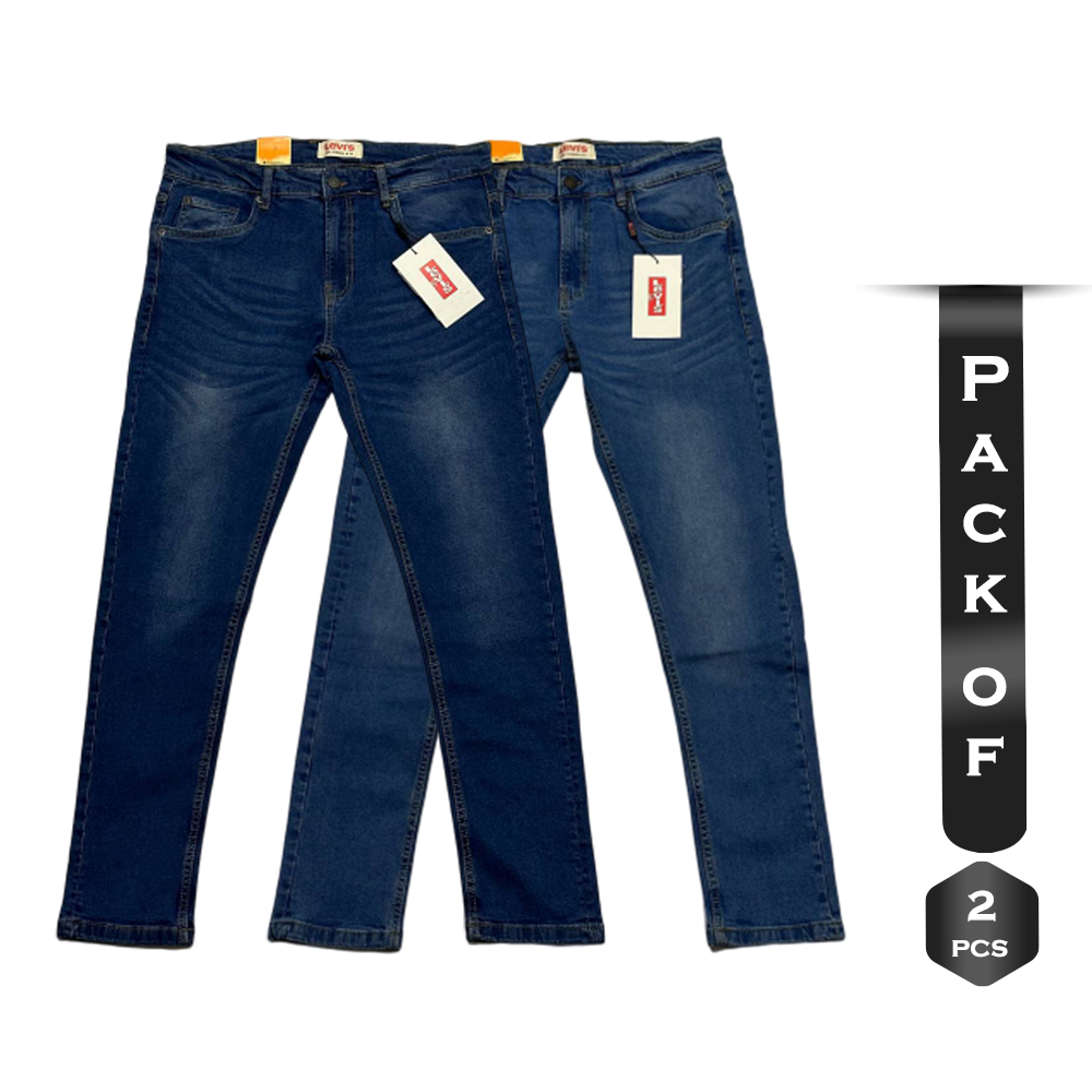 Pack Of 2 Pcs Levis Denim Jeans For Men Blue And Navy Blue Ms05