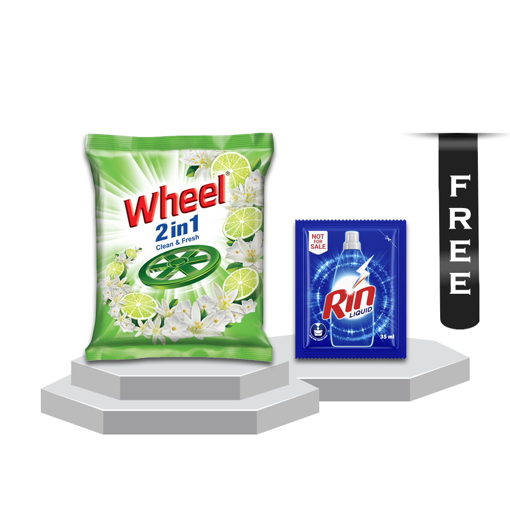 Wheel Washing Powder 2 in 1 Clean and Fresh - 500gm with Rin Liquid ...