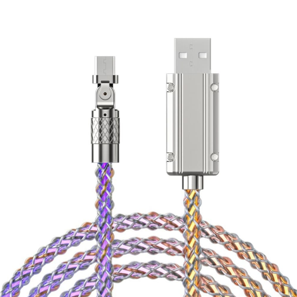 RGB Colorful Rotatable USB to Type C Quick Charging Cable - Multicolor