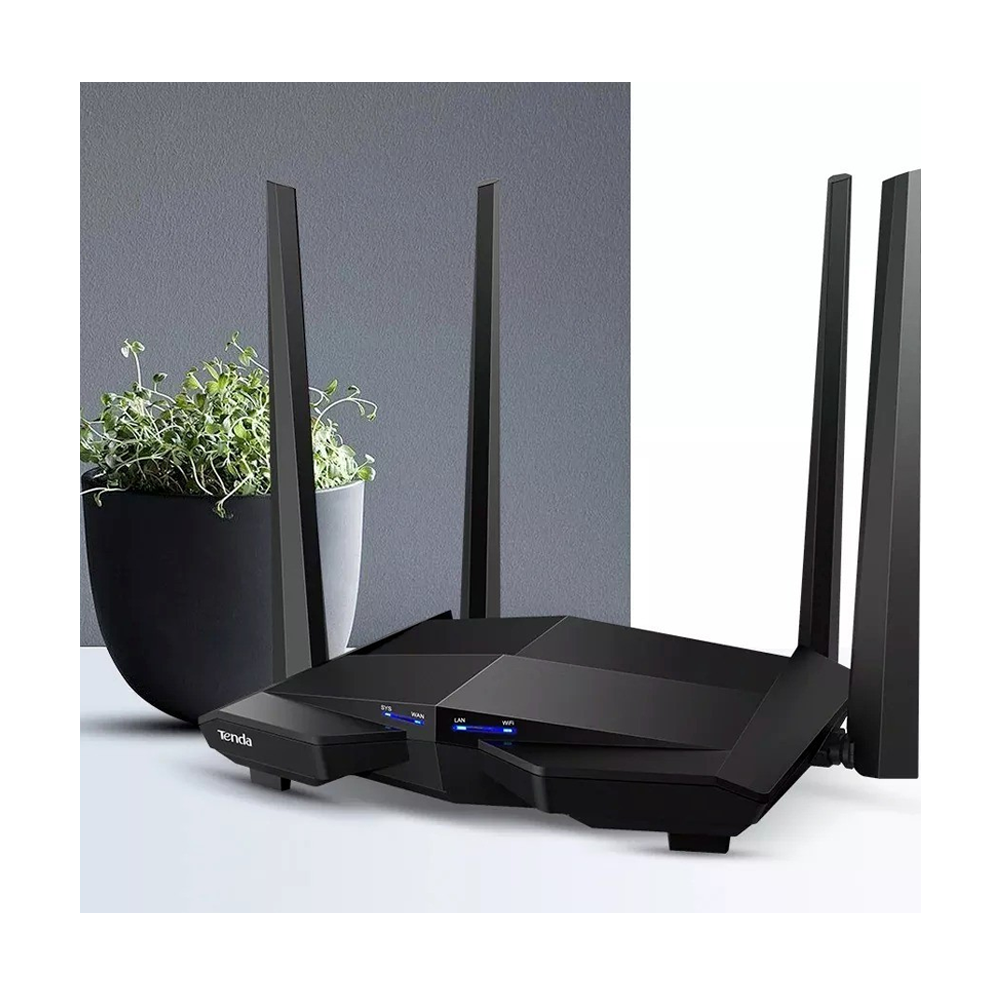 Tenda AC10 AC1200 1200Mbps Dual Band 4 Antenna Gigabit WiFi Router - Black