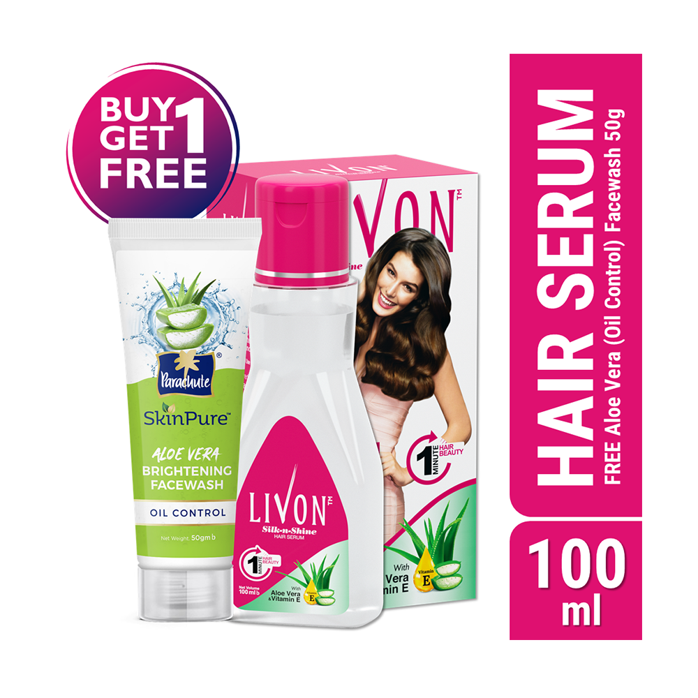 Buy Livon Silk-n-Shine Hair Serum - 100ml Get Parachute SkinPure Aloe ...