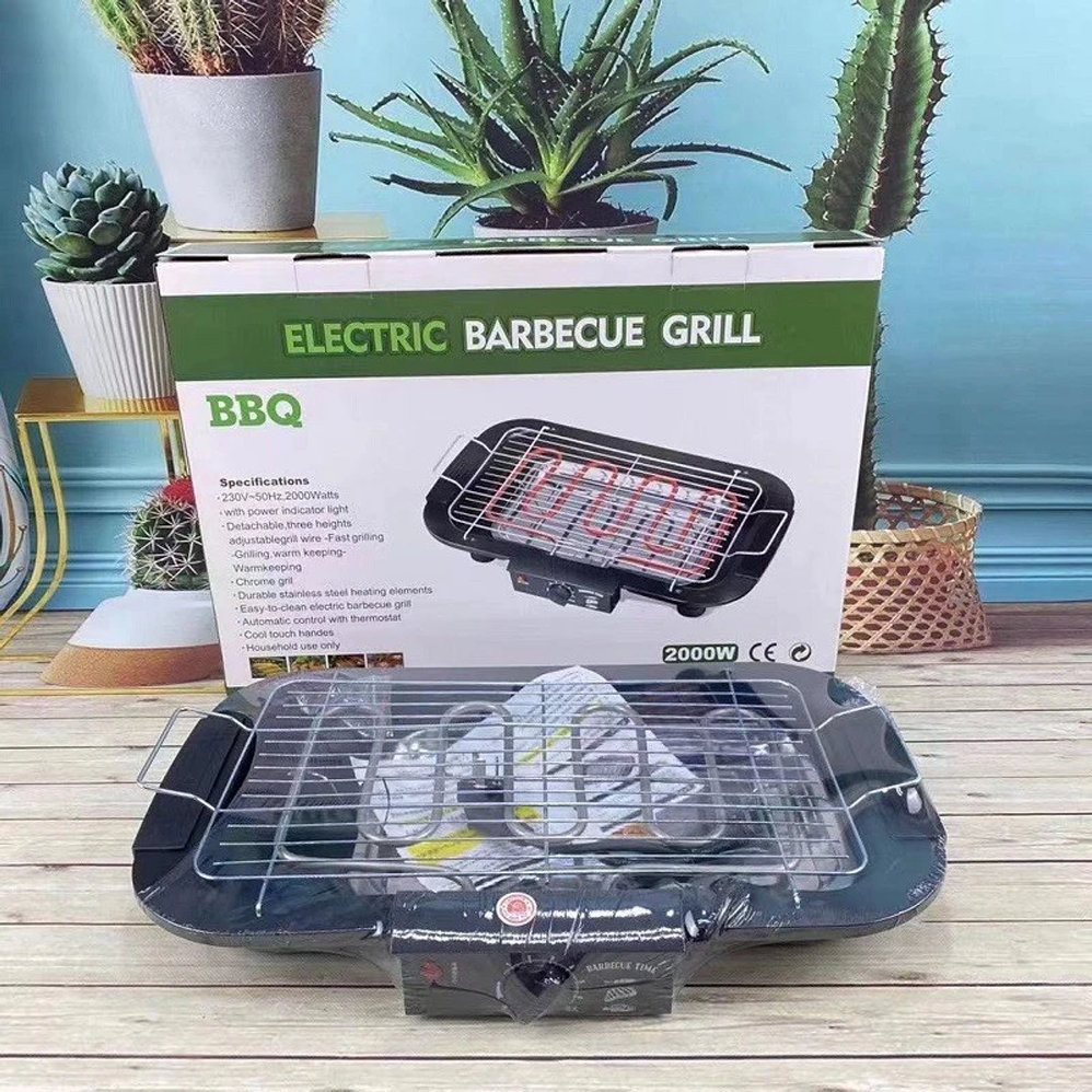 Smokeless Electric Mini Barbeque Grill Machine - Black