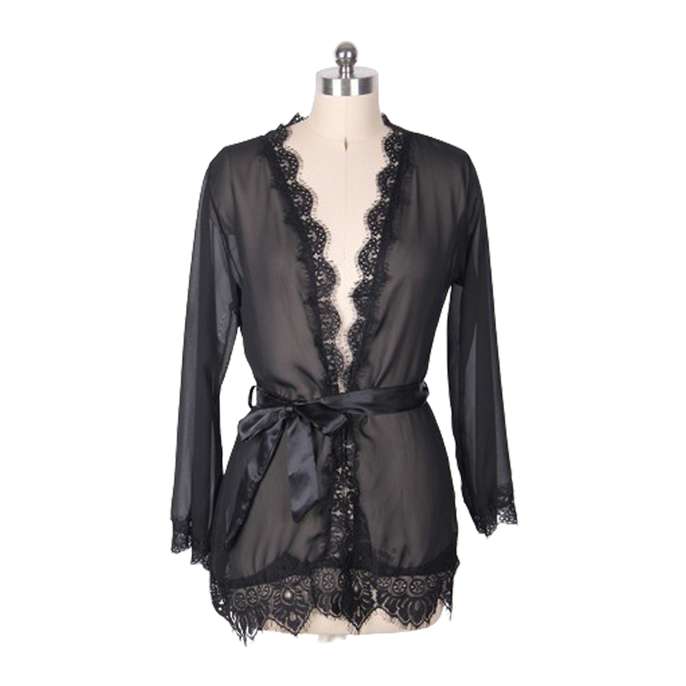 Set Of 2Pcs Western Honeymoon Night Wear - Black