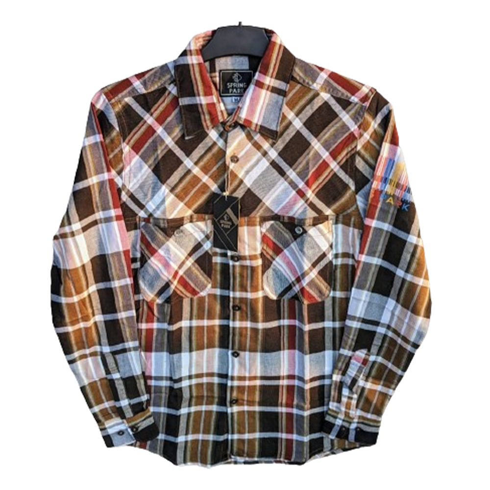 Cotton Full Sleeve Double Pocket Check Shirt For Men - Multicolor - 07