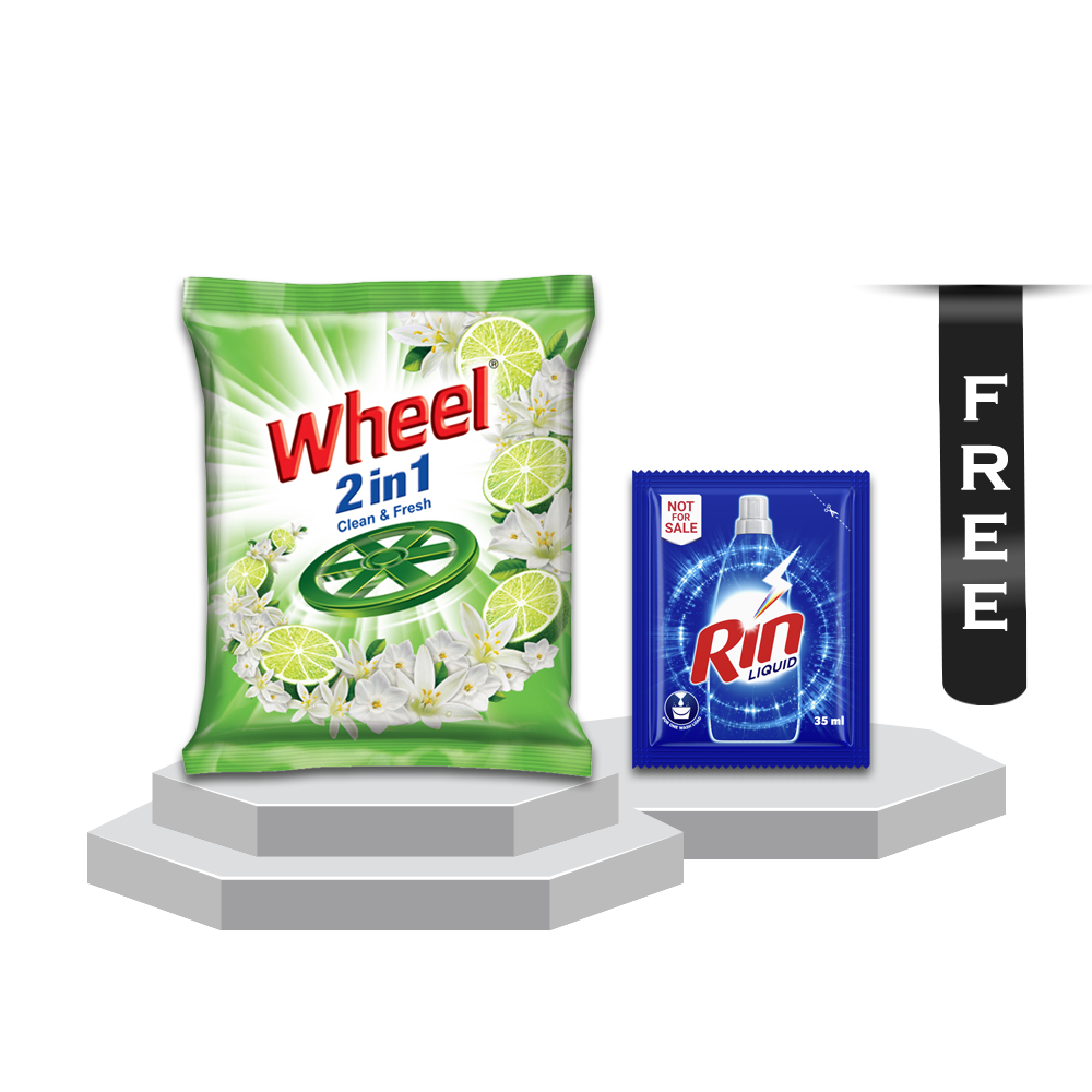 Wheel Washing Powder 2 in 1 Clean and Fresh - 200gm with Rin Liquid ...