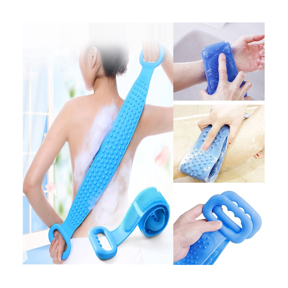 Silicone Bath Body Brush Shower Massager Exfoliating Back Scrubber Blue