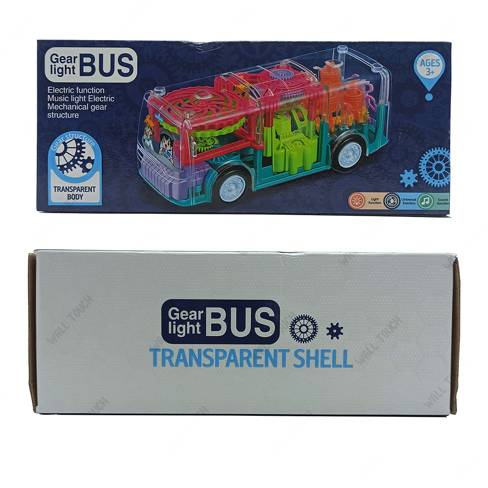 Battery Operated Gear Light Bus Toy With Mechanical Gears Simulation ...