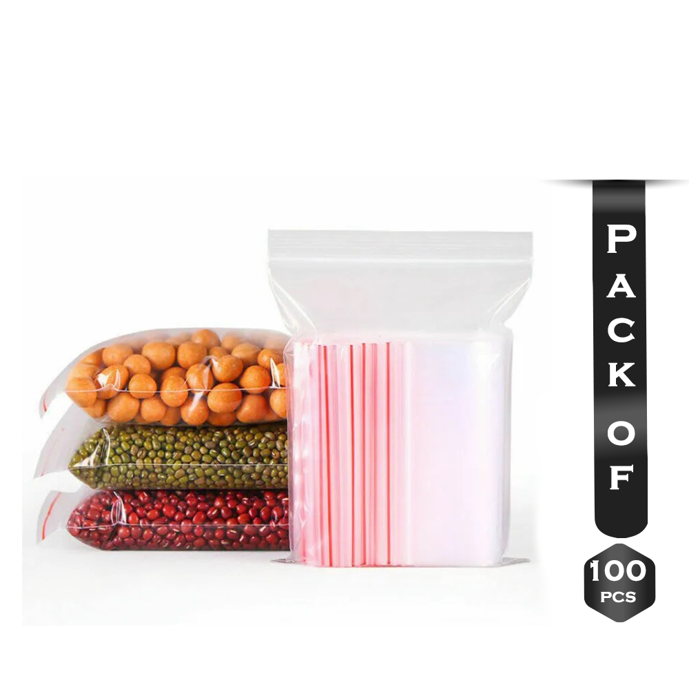 Pack of 100Pcs Zip Lock Plastic Bag 9 x 12 inch - Transparent