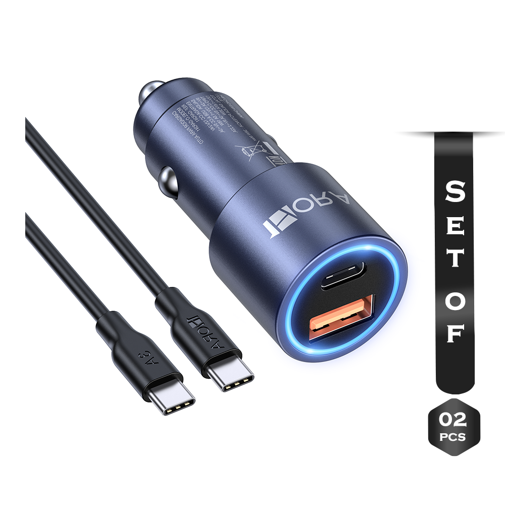 Set Of 2Pcs 1Hora GAR241 Car Charger Adapter With Type C to Type C ...