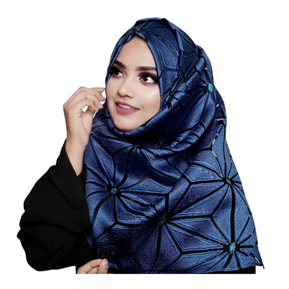 Tissue Cotton Stylish Tissue Net Hijab For Women - Blue