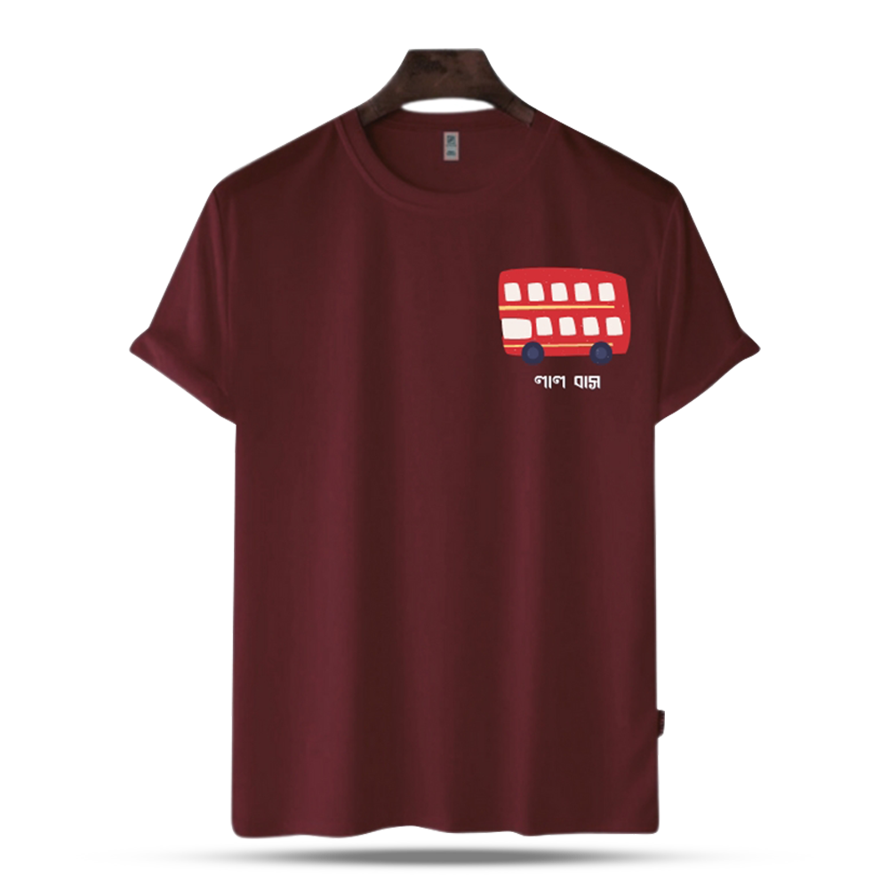 Cotton Round Neck Half Sleeve T Shirt For Men Maroon W Mar 001