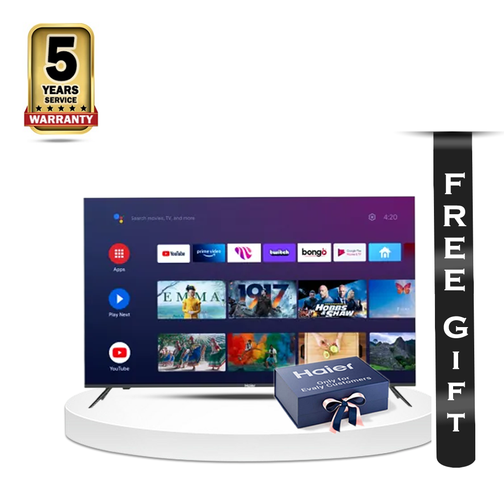 Haier H32K66GH Bezel Less Smart HD TV - 32 Inch - Black with Free Gift Box