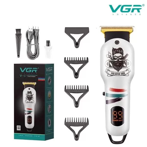 VGR V-699 Salon Series Professional Digital Display Cordless Hair Clipper- White
