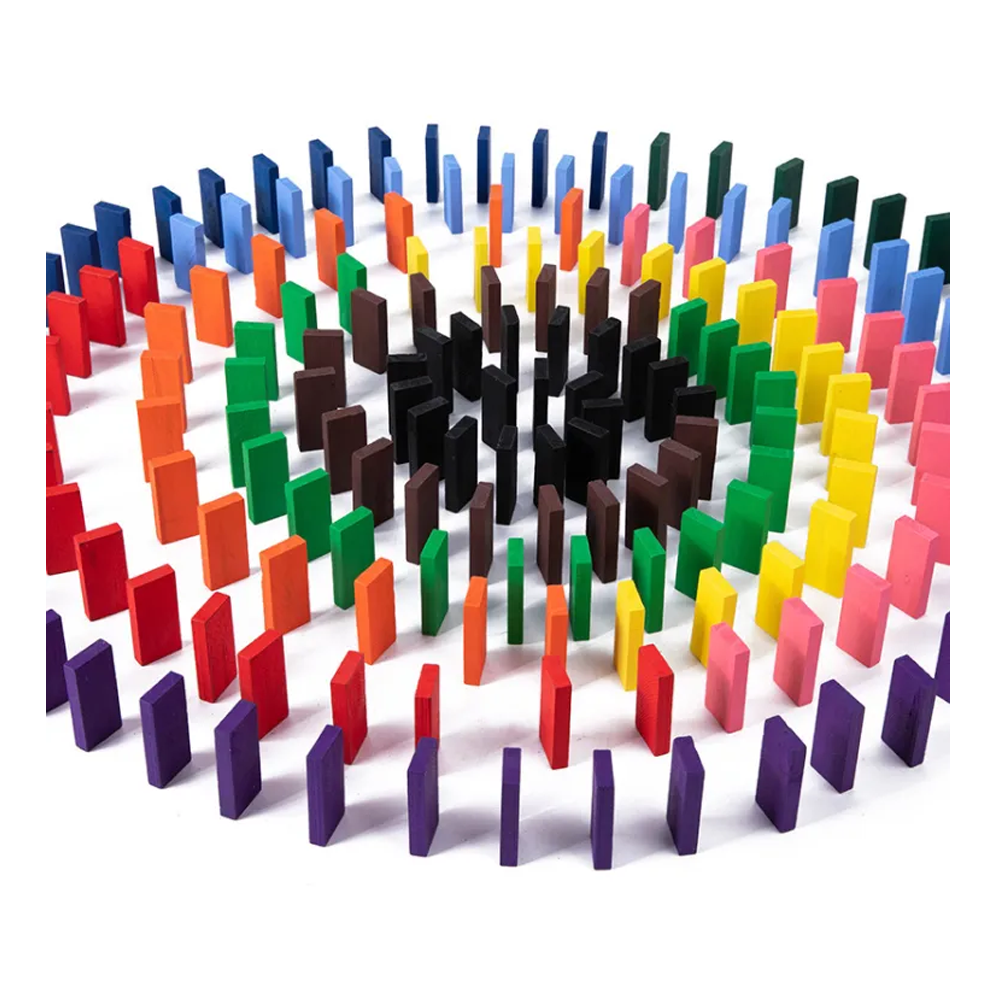 Set of 100Pcs Classic Wooden Domino Building Blocks Kids Toy