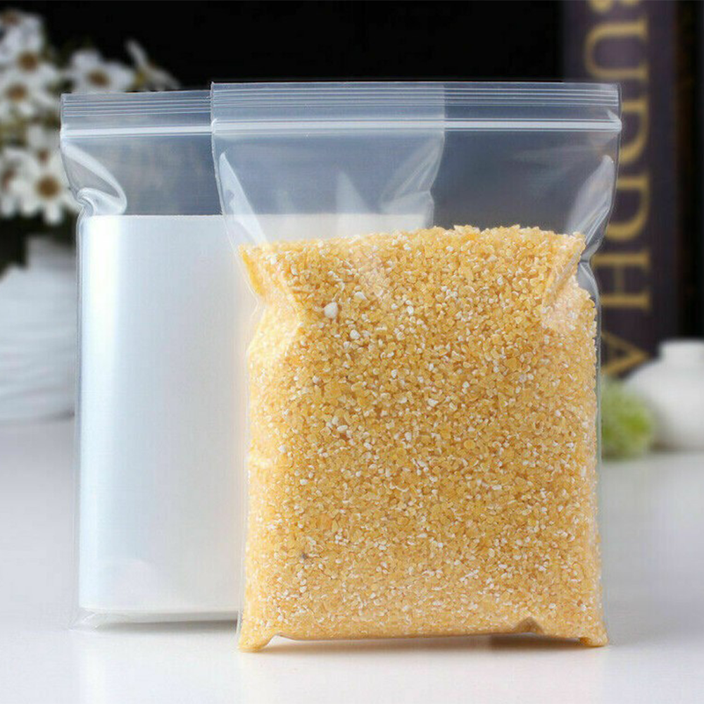 Pack of 100Pcs Zip Lock Plastic Bag 8 x 12 inch - Transparent