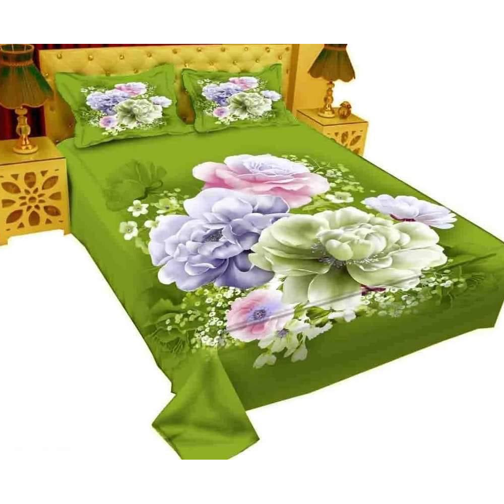 Panel Cotton King Size Bedsheet With Pillow Cover Multicolor 192451