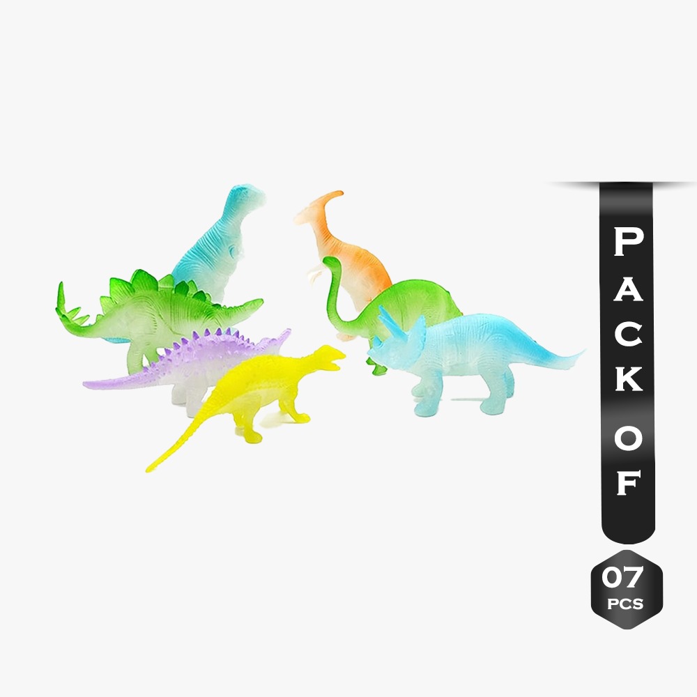 Pack of 7 Pcs Radium Glow Dinosaur Dino World Action Figure Toys For ...
