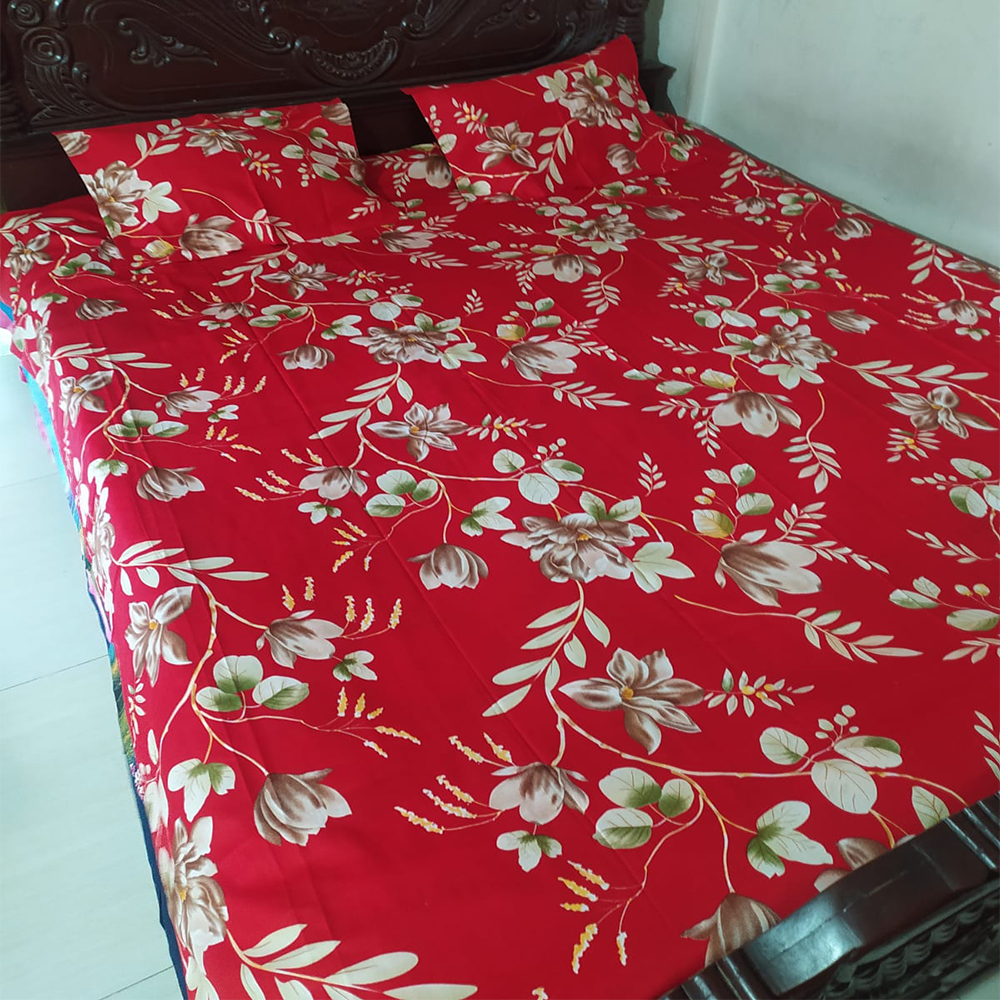 Twill Cotton King Size Double Bed Sheet - Multicolor - BT-06