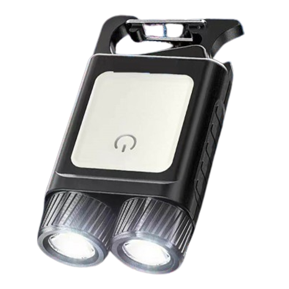 EDC Rechargeable Multifunctional Keychain Flashlight - Black