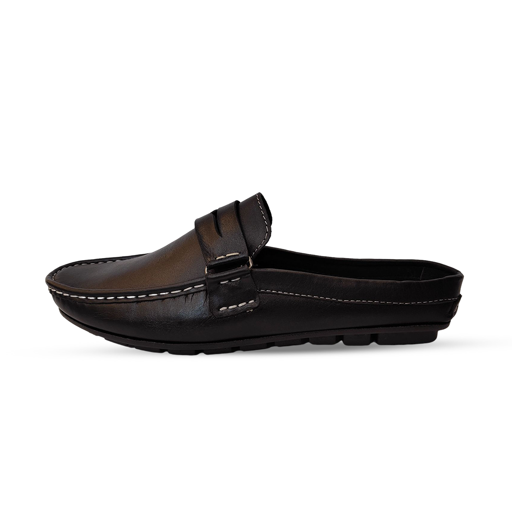 Reno Leather Half-Loafer For Man - Black - RH4001
