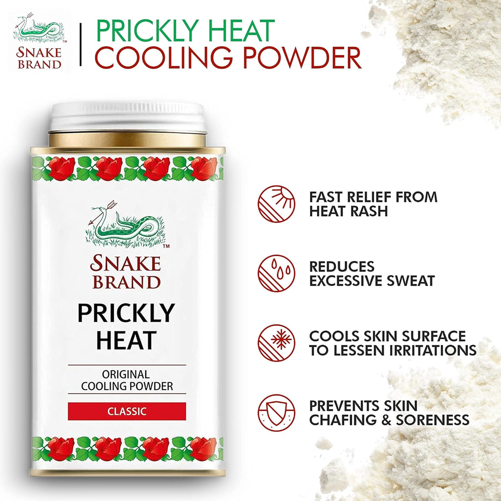 Snake Brand Prickly Heat Classic Original Cooling Powder - 140gm